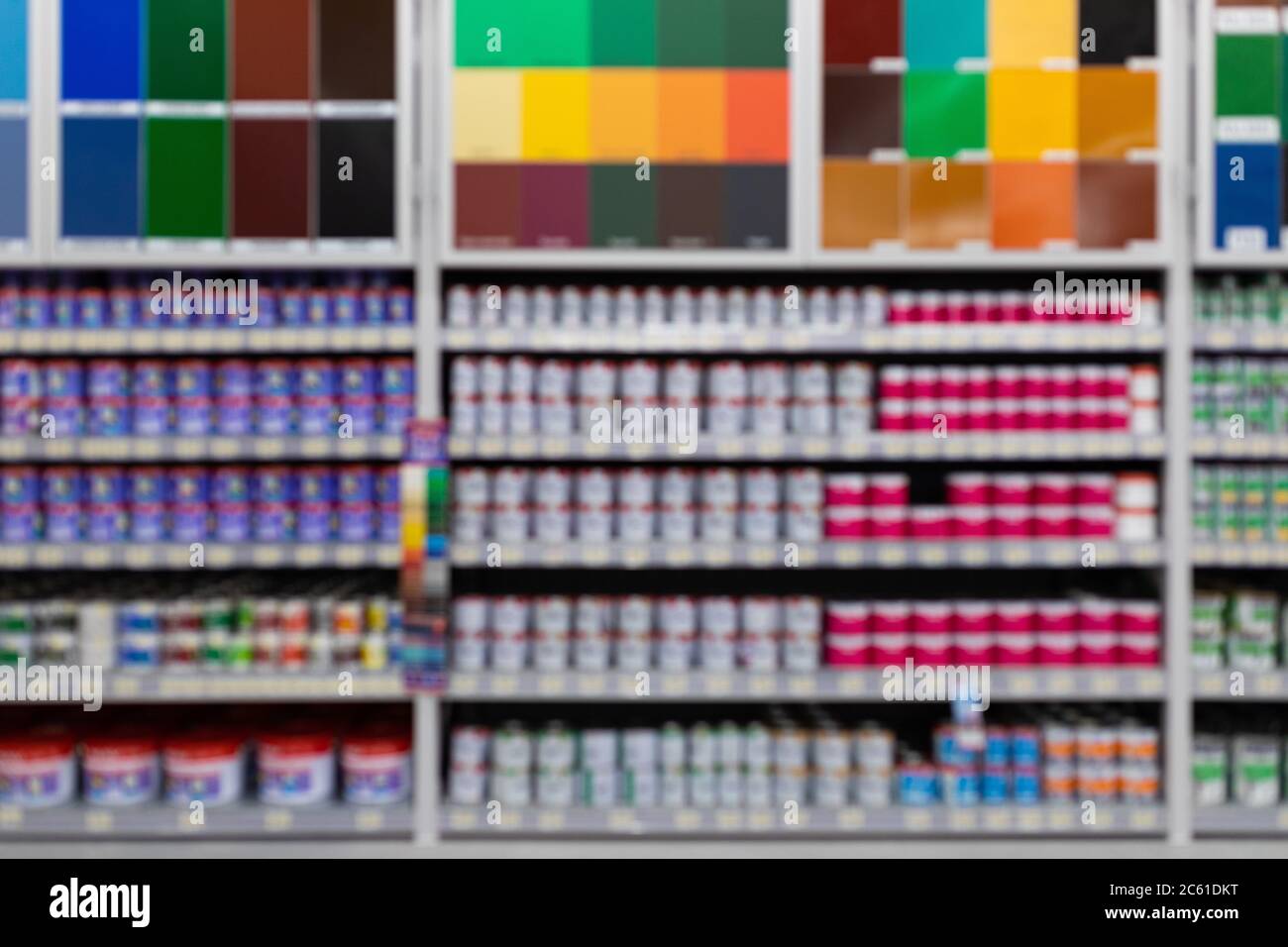 hardware store: a wide range of paints with a wide color palette Stock ...