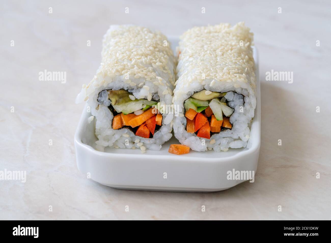 Healthy Veggie / Vegan Dragon Roll Sushi with Vegetables and Rice ...