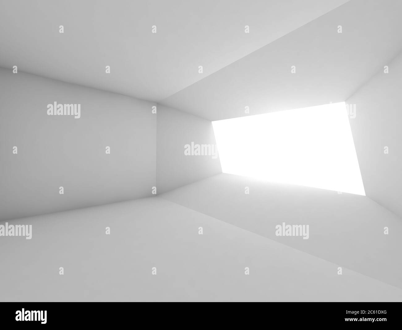 Abstract empty white interior with light portal in the wall. 3d ...