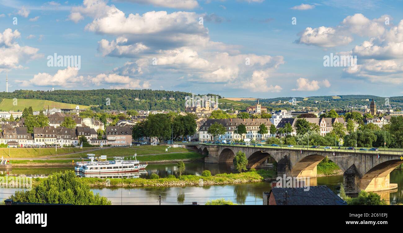 Panoramic aerial view of Trier in a beautiful summer day, Germany Stock ...
