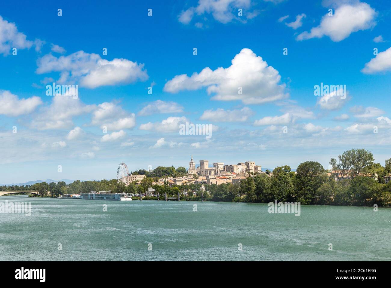 Popes Palace and Rhone river in Avignon in a beautiful summer day ...