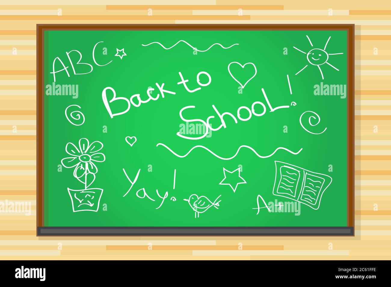 Back to school chalkboard with doodles vector illustration background ...