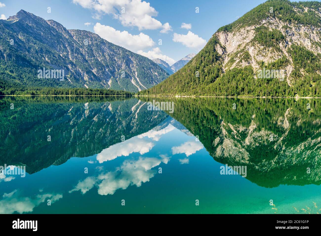 Lake Plansee in the Alps of Austria on a day in autumn Stock Photo - Alamy