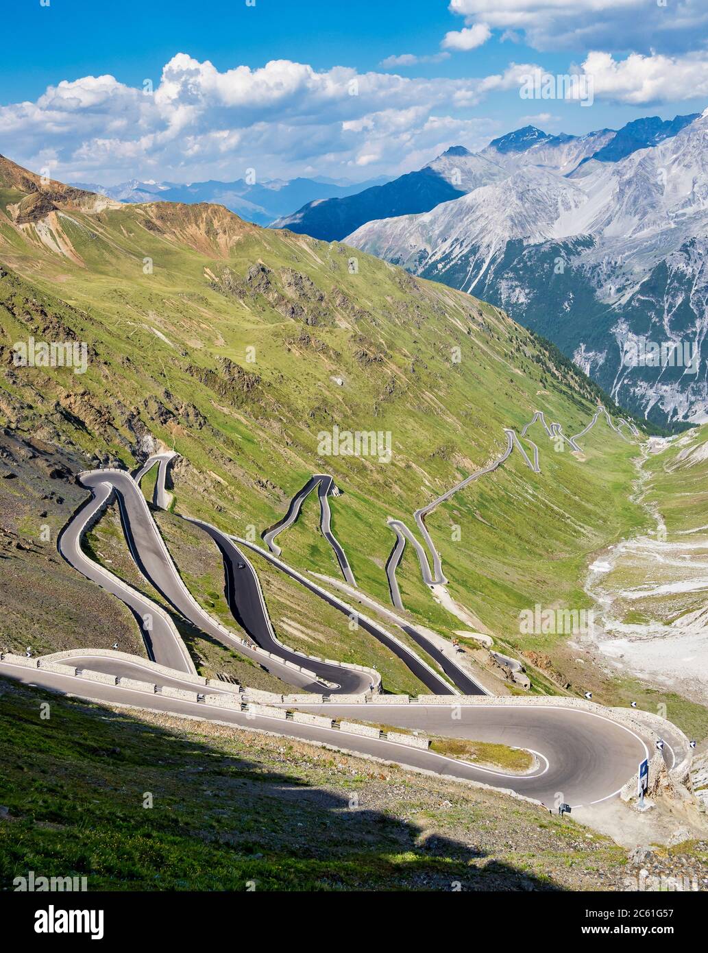 Italy, Stelvio National Park. Famous road to Stelvio Pass in Ortler ...