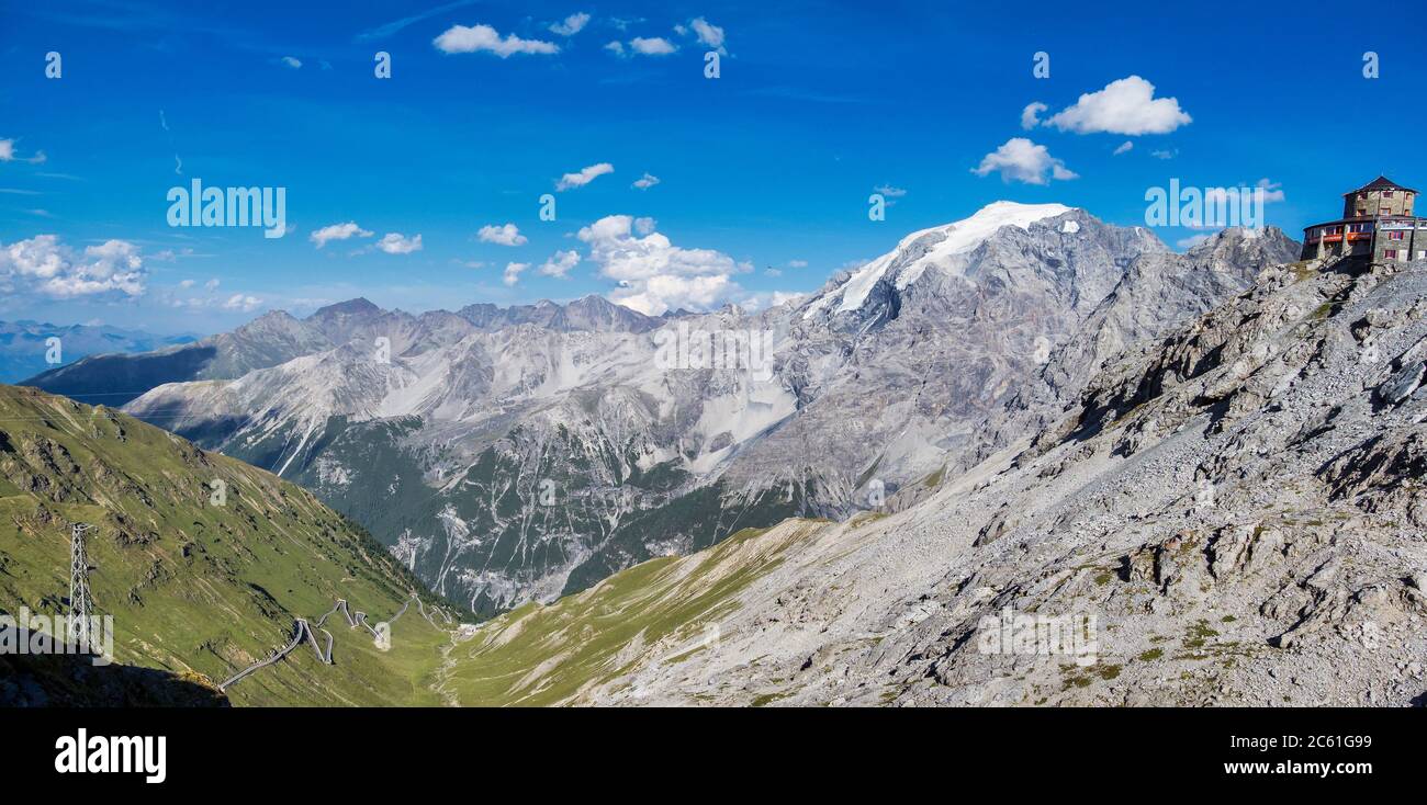Italy, Stelvio National Park. Famous road to Stelvio Pass in Ortler ...