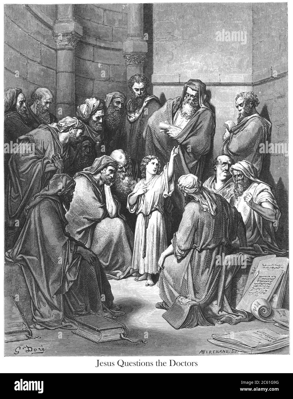 Jesus With (Questions) the Doctors [Luke 2:46-47] From the book 'Bible ...