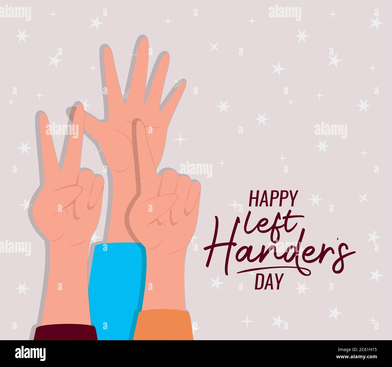 sign with hands and happy left handers day text design of Holiday and ...