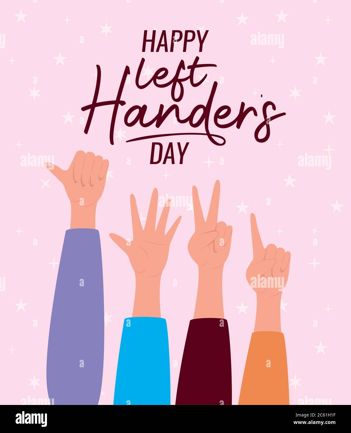 sign with hands and happy left handers day text design of Holiday and ...