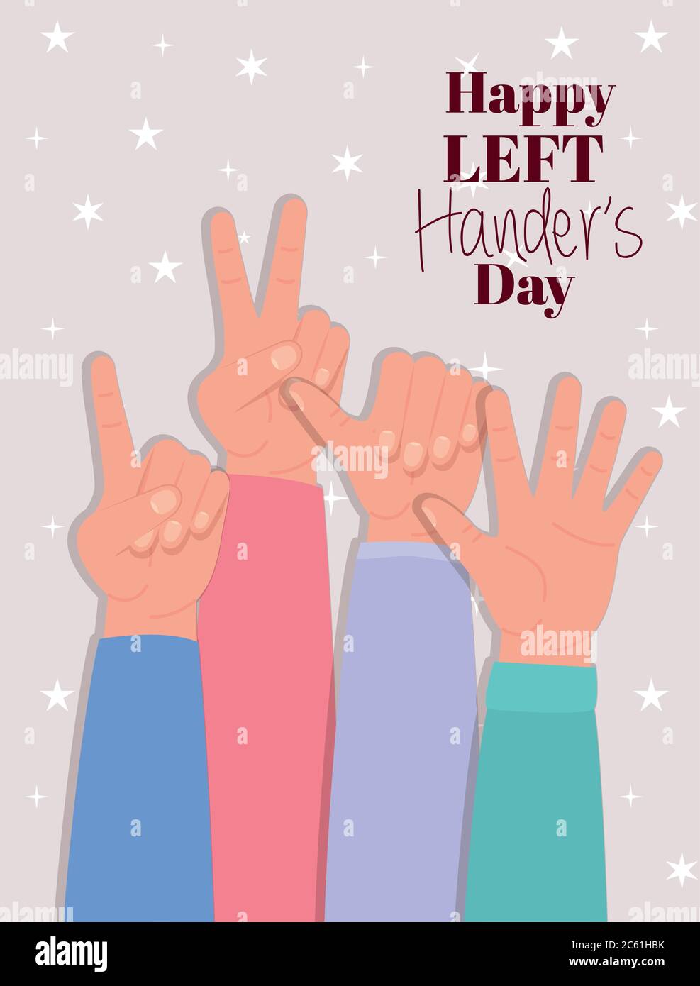 sign with hands and happy left handers day text design of Holiday and ...