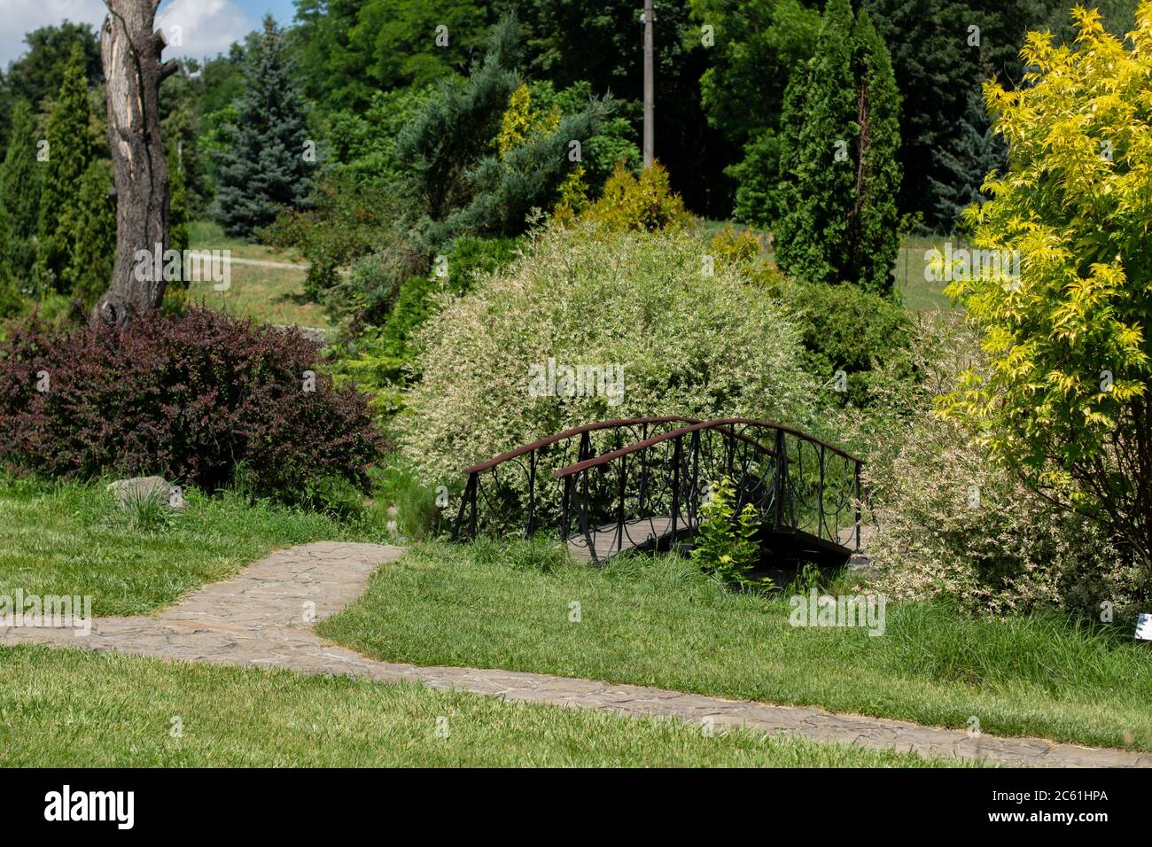 small decorative bridge in park Stock Photo - Alamy
