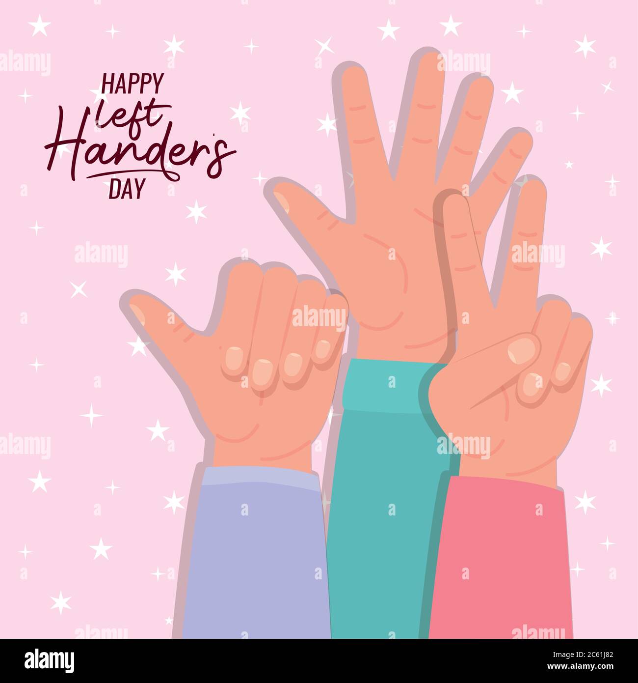 sign with hands and happy left handers day text design of Holiday and ...