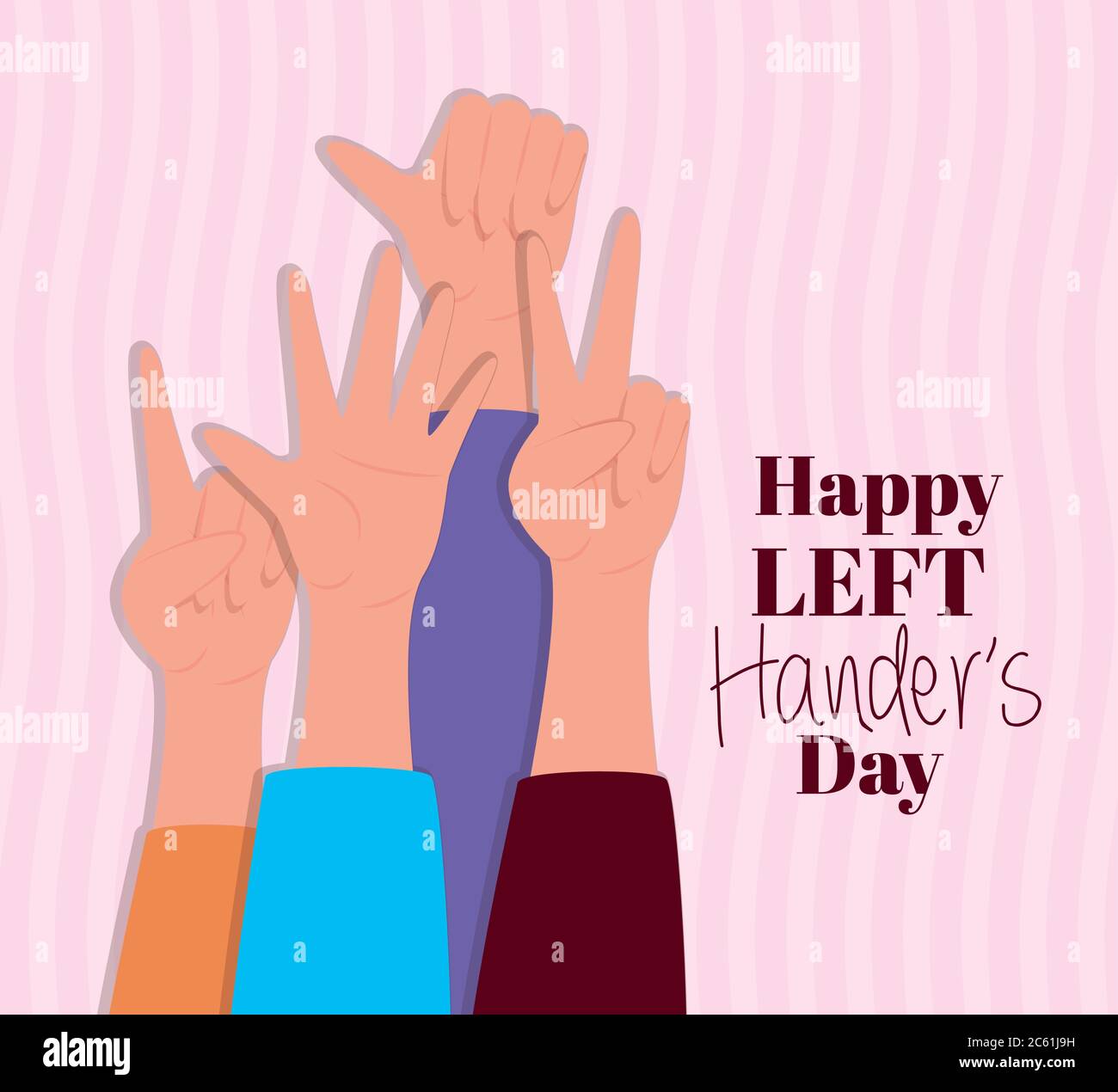 sign with hands and happy left handers day text design of Holiday and ...