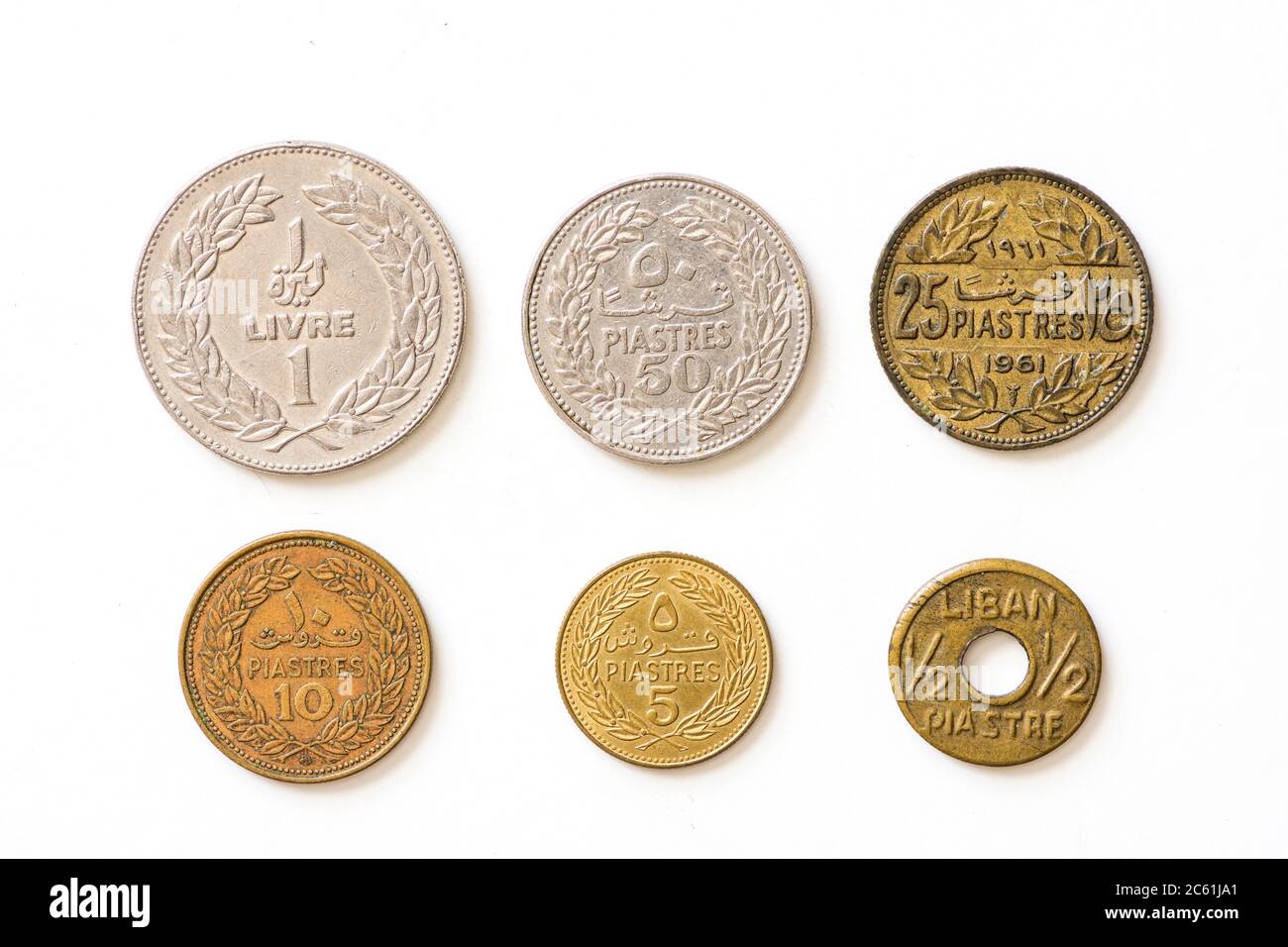 Set of old Lebanese coins isolated on white background Stock Photo - Alamy
