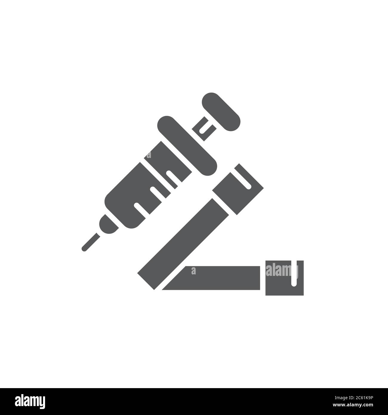 Tourniquet and syringe vector icon symbol isolated on white background ...