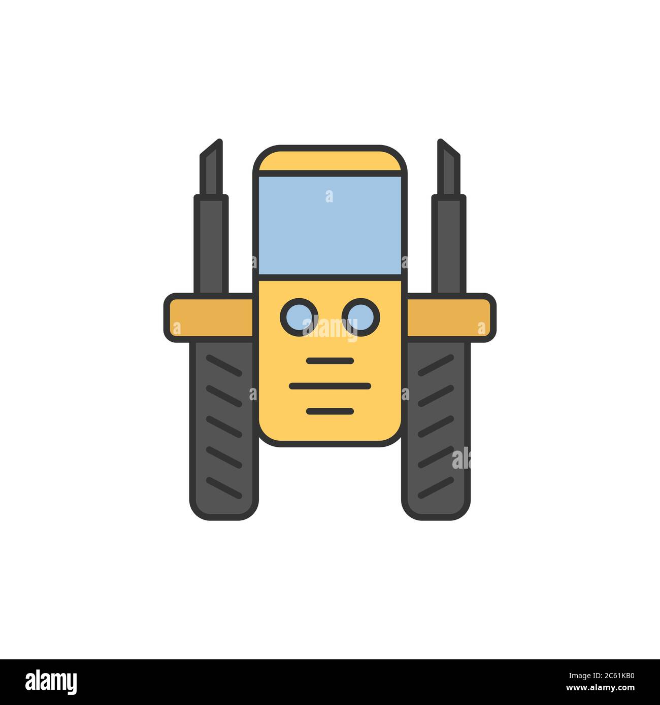 Tractor front vector icon symbol tools isolated on white background ...