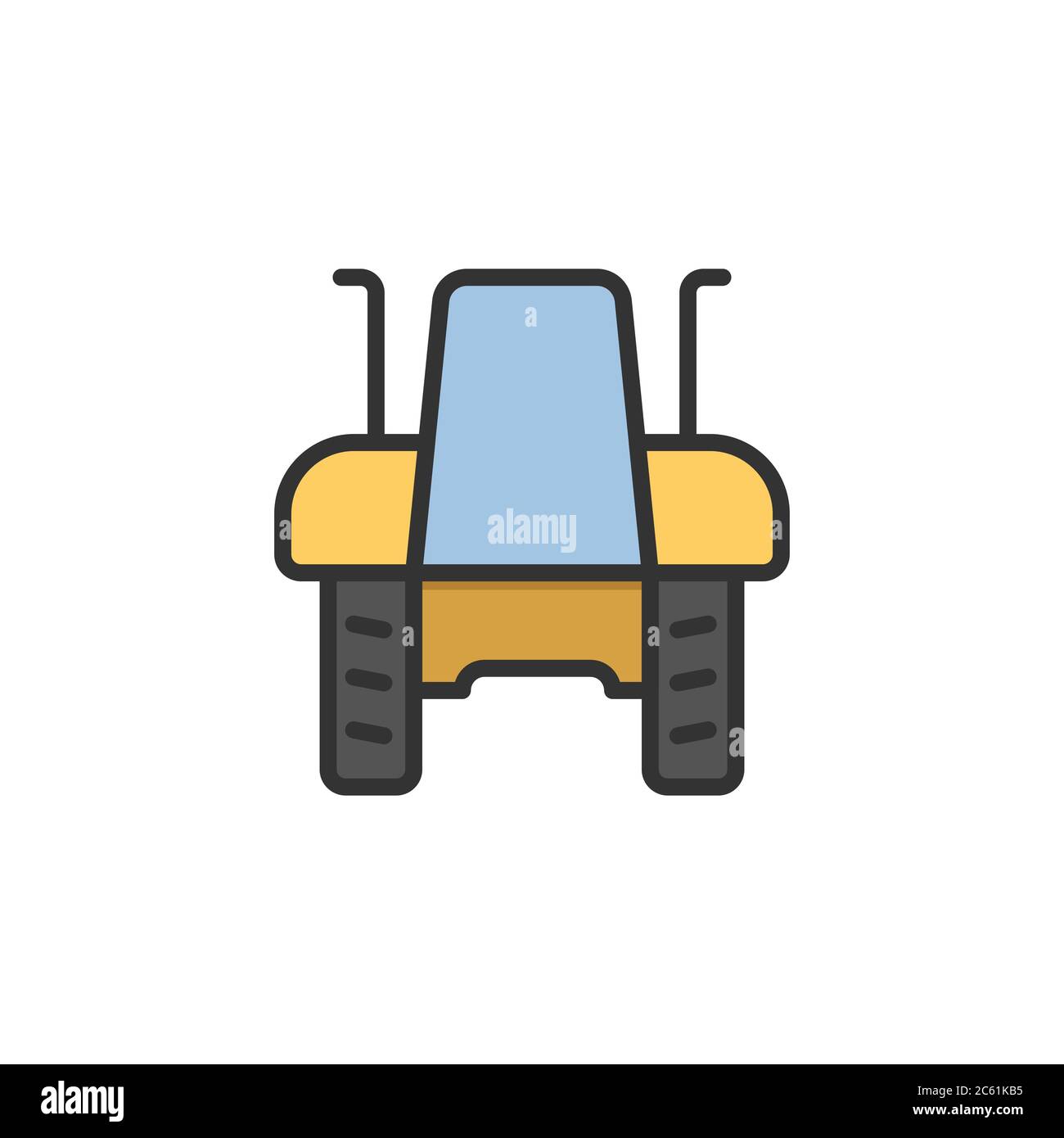 Tractor front vector icon symbol tools isolated on white background ...
