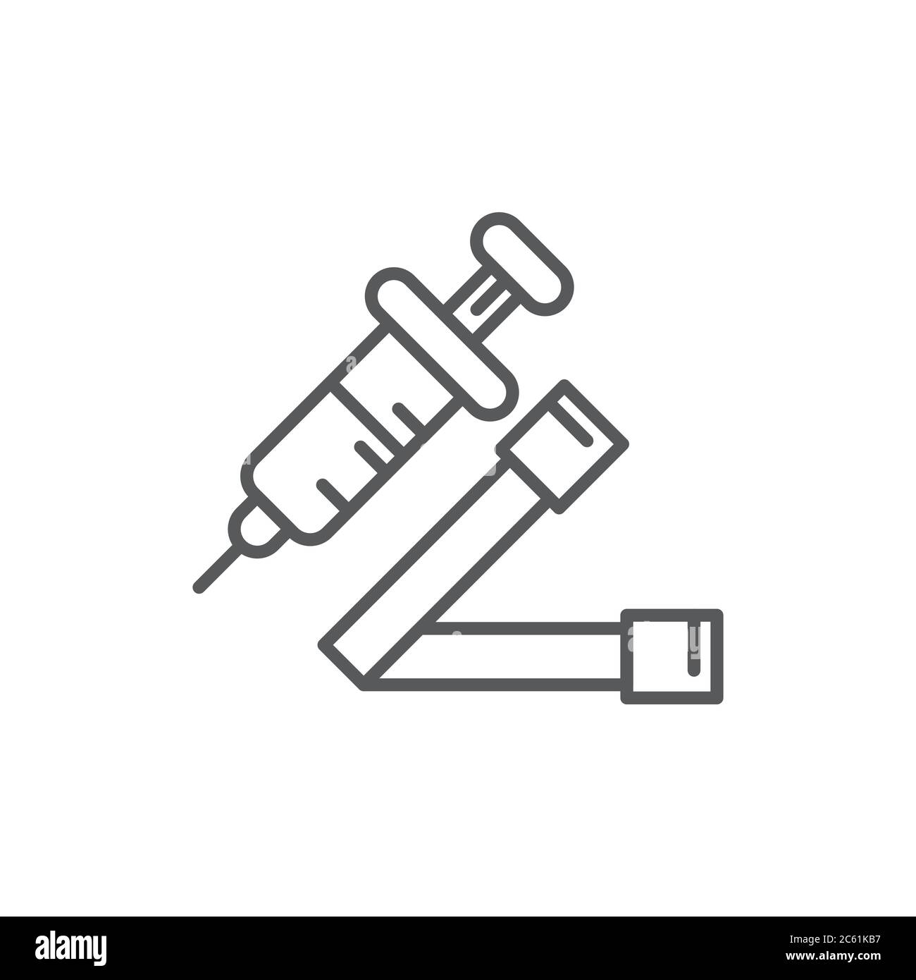 Tourniquet and syringe vector icon symbol isolated on white background ...