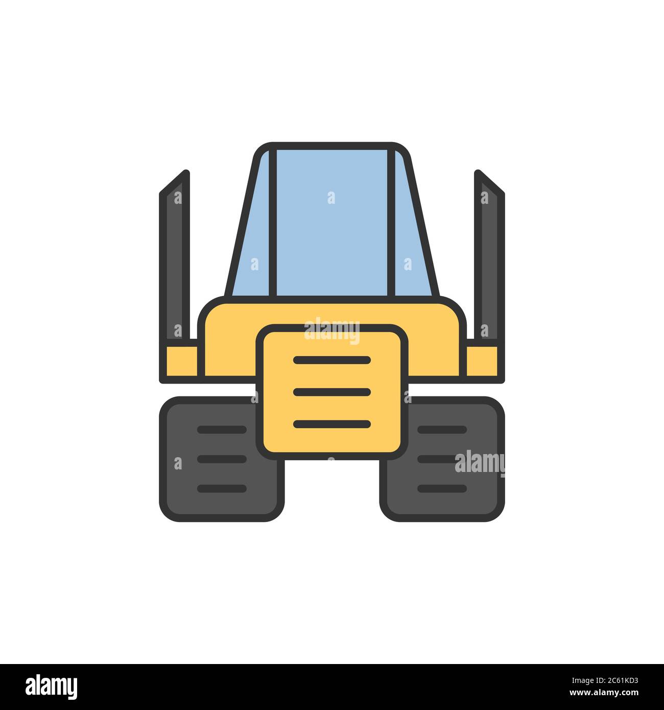 Tractor front vector icon symbol tools isolated on white background ...