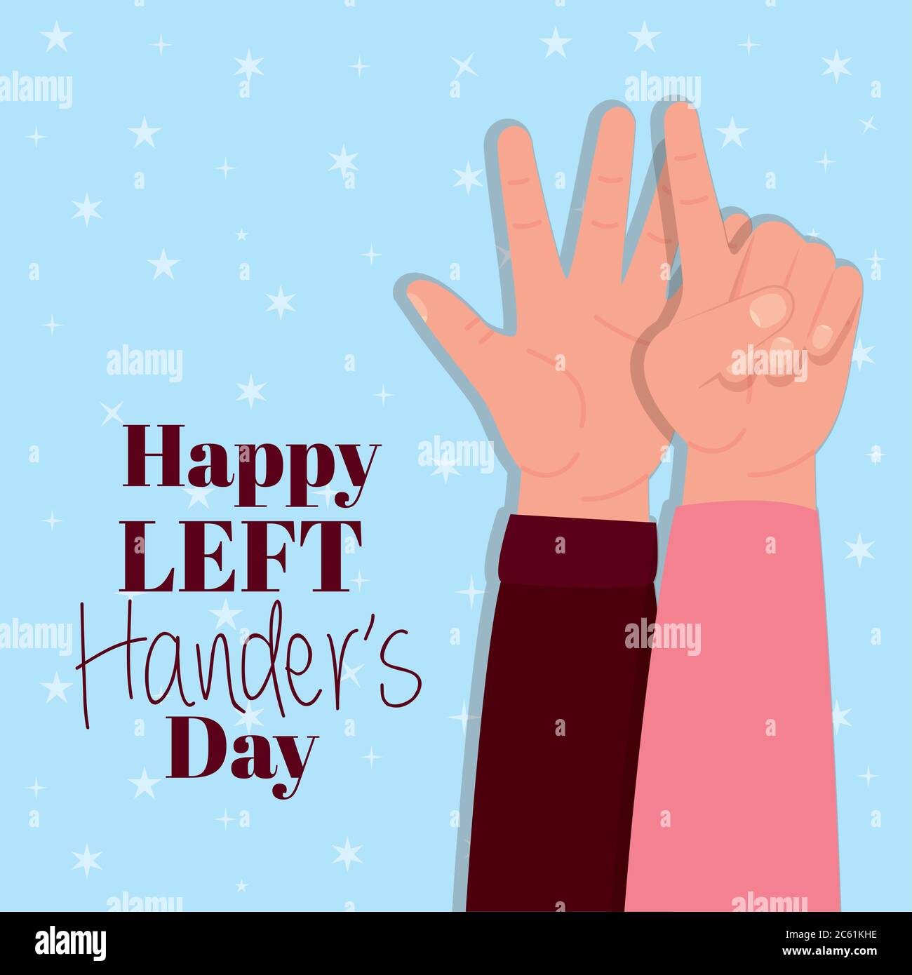 sign with hands and happy left handers day text design of Holiday and ...