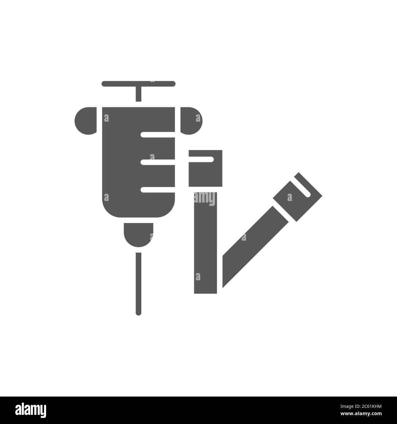 Tourniquet and syringe vector icon symbol isolated on white background ...