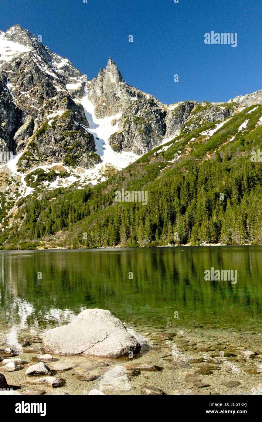 Tatra Mountains Poland Morskie Oko. View of the spring Tatras Stock ...