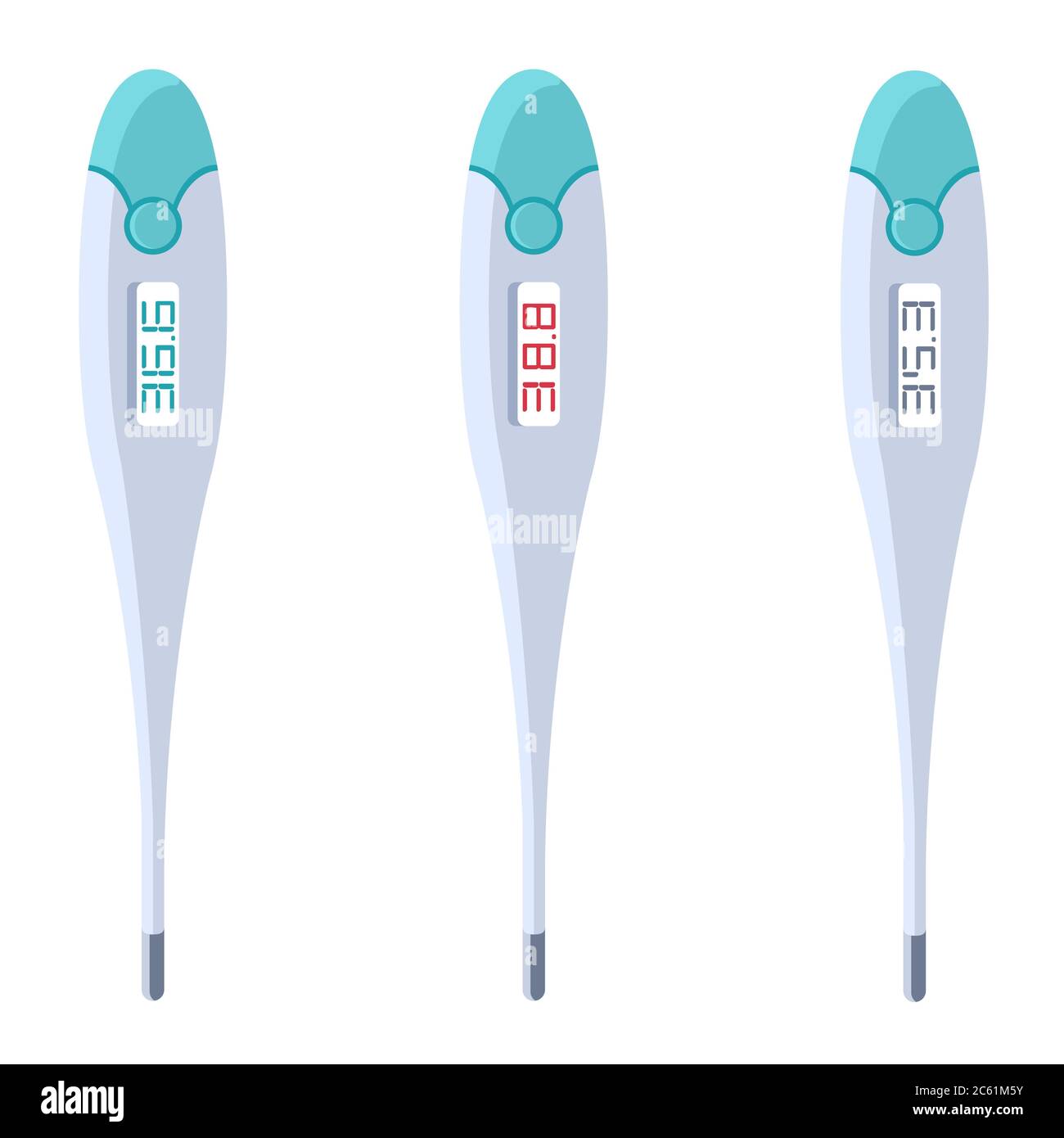 Body temp meters on white isolated backdrop. Sticker set for social ...