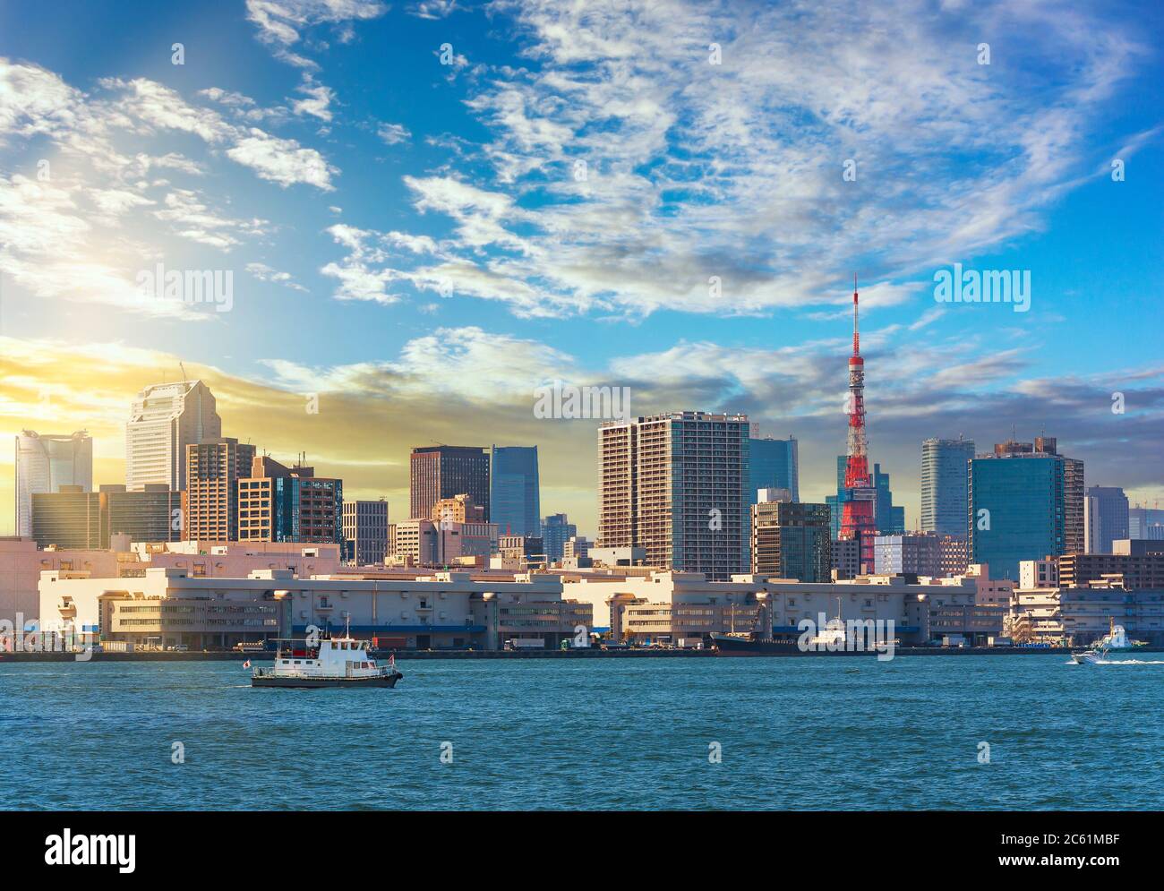 tokyo, japan - march 15 2020: Japanese tugboats sailing in front of the ...