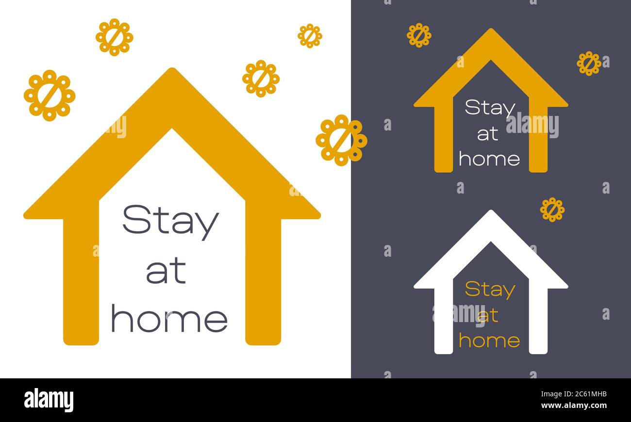 Stay at home text on white and grey backdrop for social banner or ...