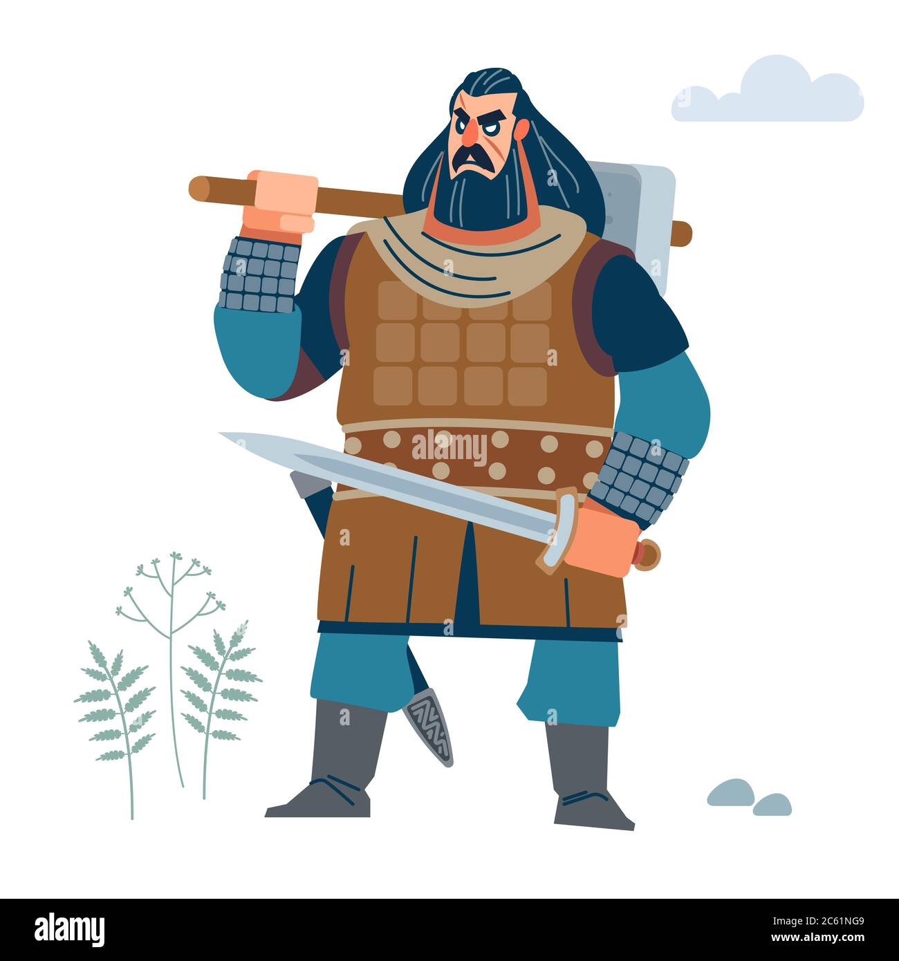 Viking Warrior With Big Sword Stock Illustration