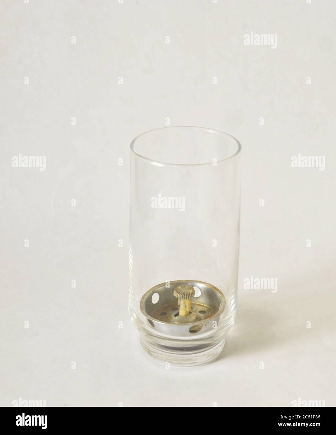 Crystal glass with drain, photo with white background in zoom ...