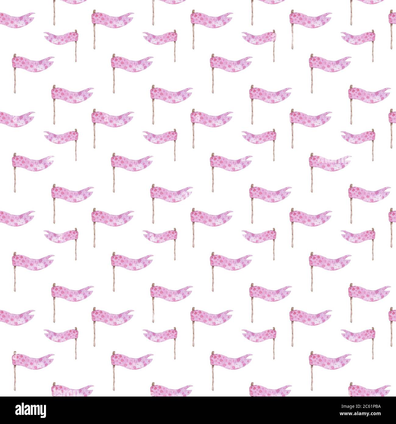 Seamless pattern with pink girlish bunting flags. Cute childish ...