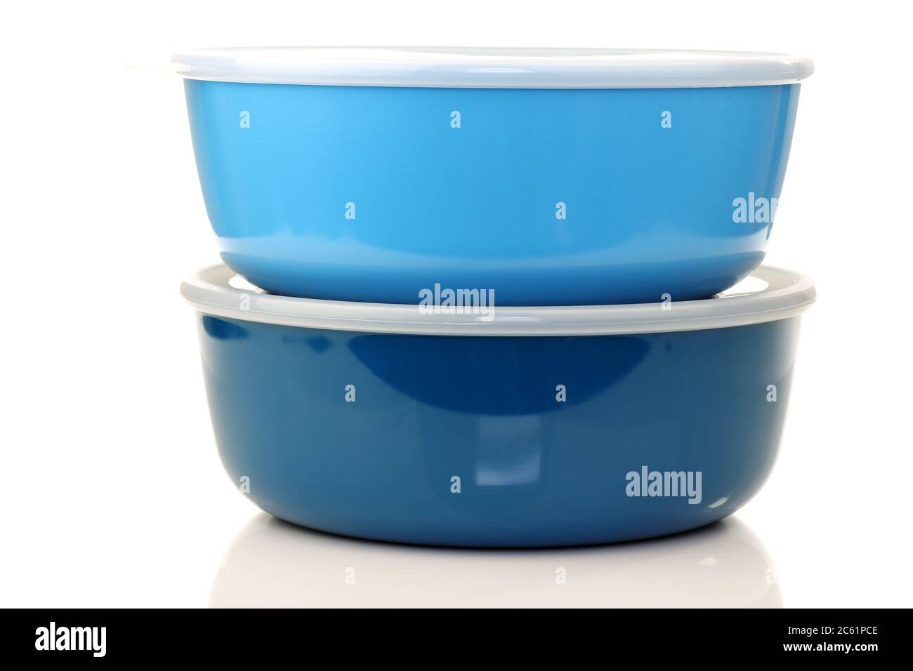 blue plastic containers for food storage on a white background Stock ...