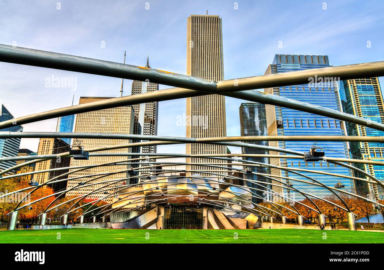 Music Pavilion at Millennium park in Chicago, USA Stock Photo - Alamy