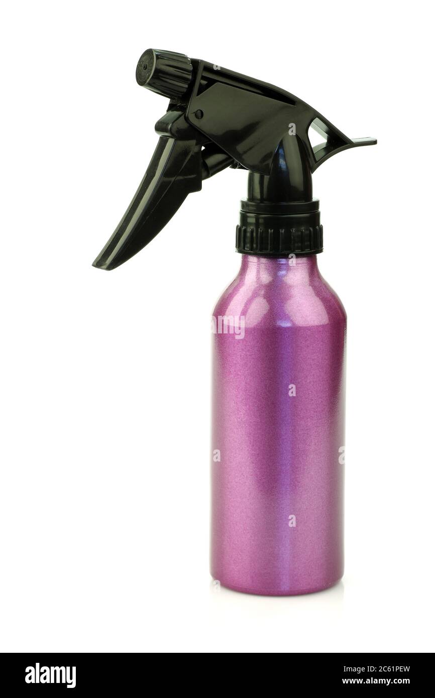 modern metal spray bottle on a white background Stock Photo - Alamy