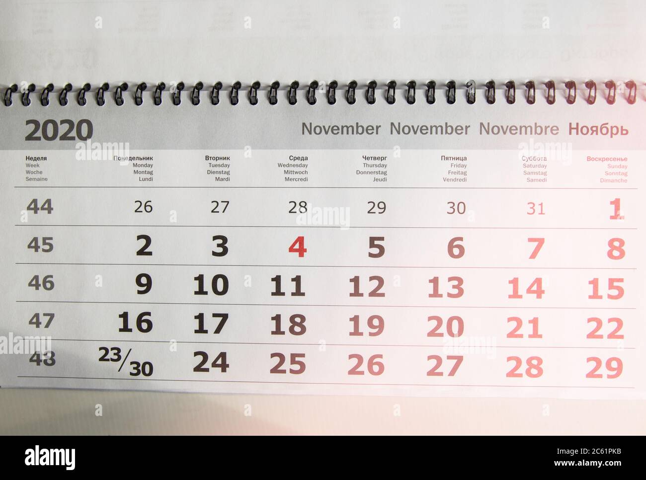 Calendar the month of November 2020, the concept of business objects ...