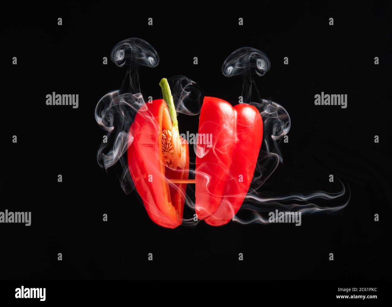 Red pepper in a steam Stock Photo - Alamy