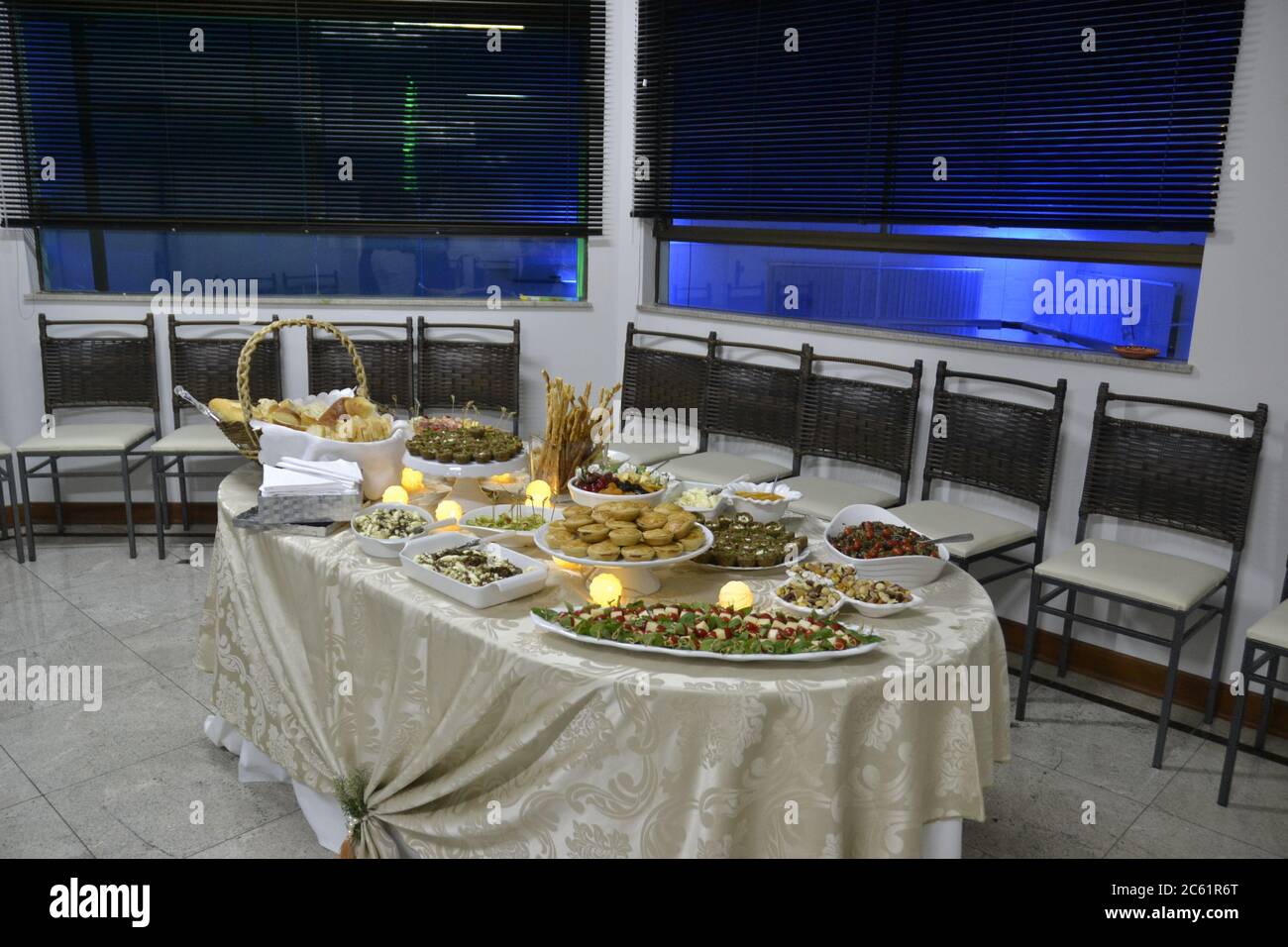 Table with typical Brazilian food, served at a company party with table ...