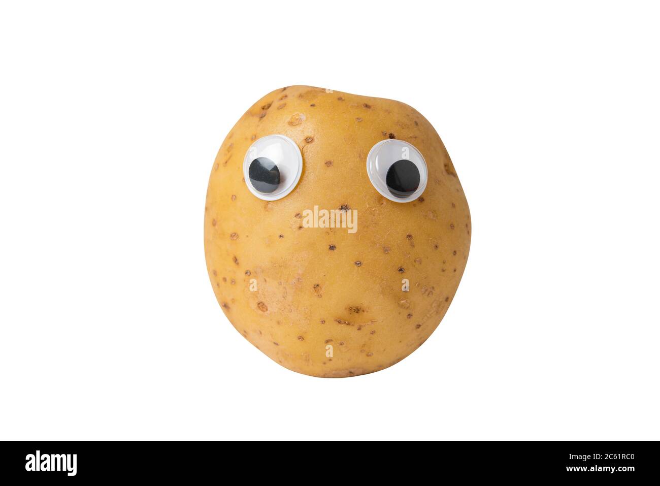 Raw potato with Googly eyes on isolated white background. Potatoes with ...