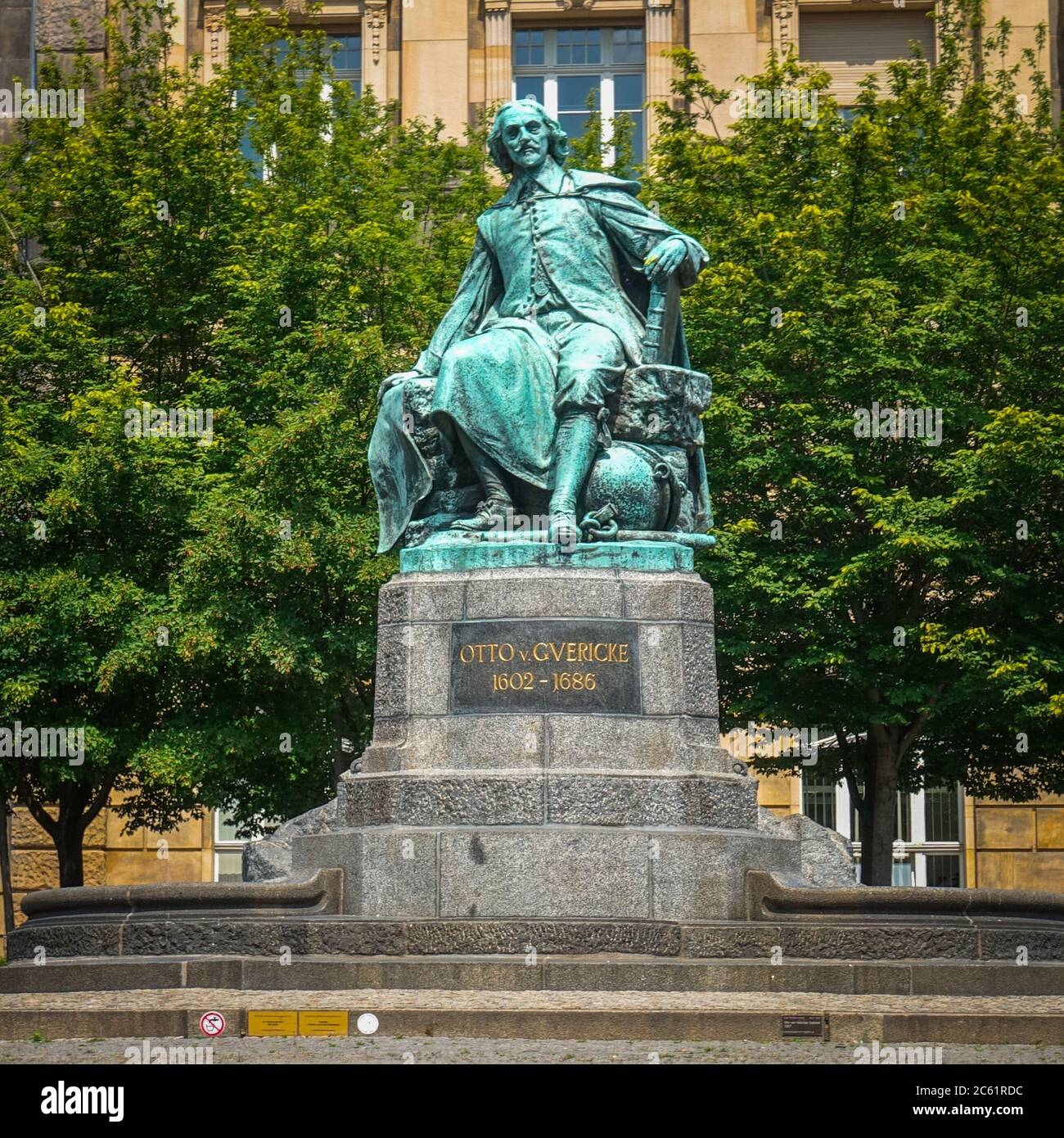 Statue of great scientist Otto Guericke in Magdeburg, Germany Stock ...