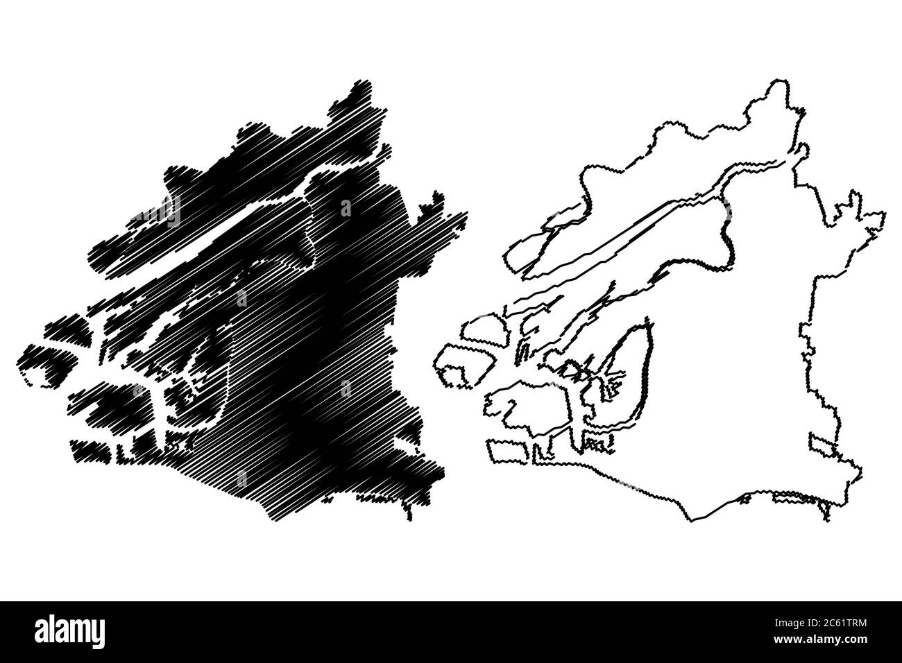 Osaka City (State of Japan, island country, Kansai region) map vector ...