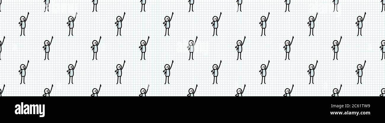 Hand drawn stick figure pondering pose. Concept of lecture, explanation ...