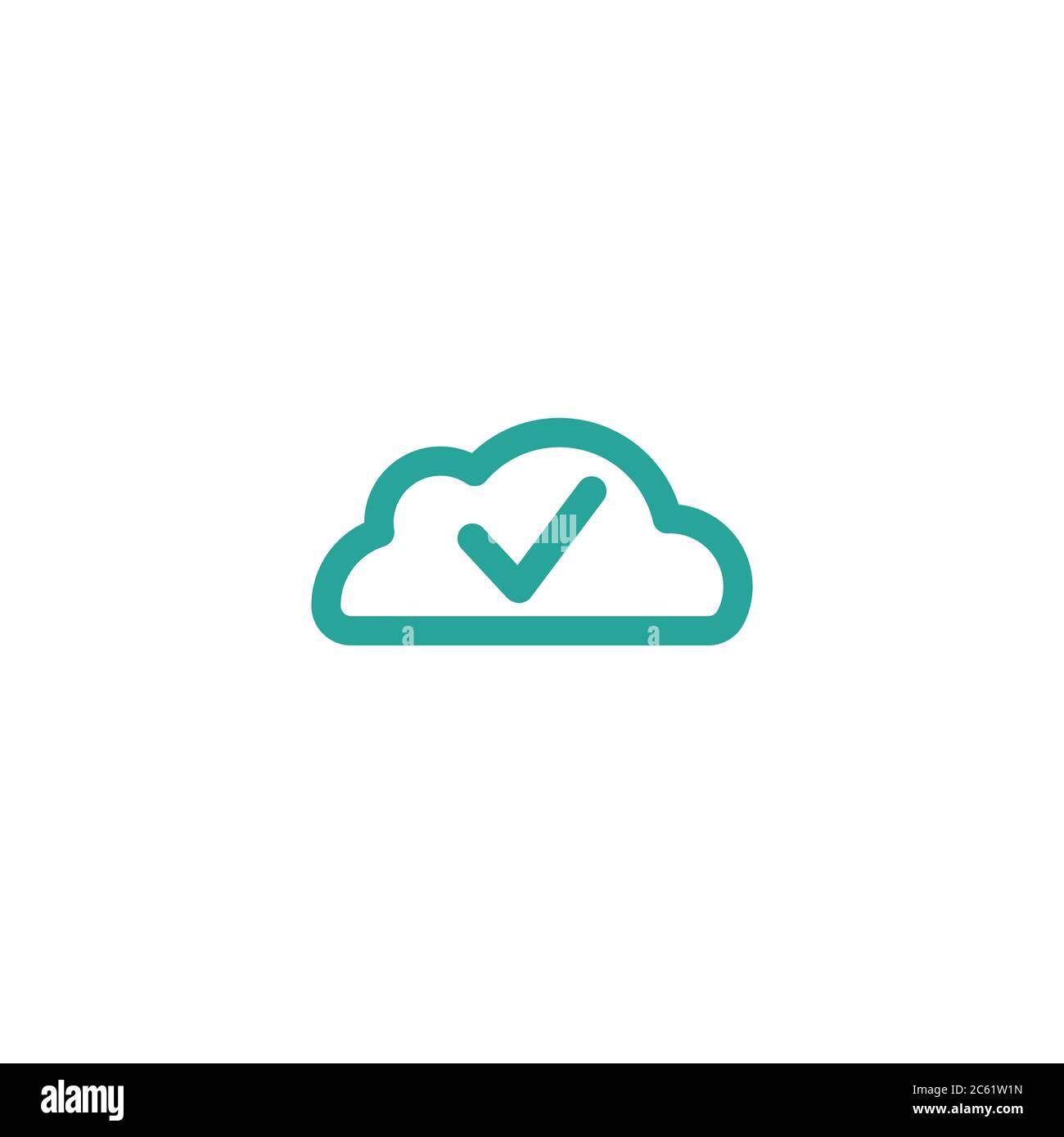 blue cloud with rounded check tick. Ok icon isolated on white. Upload ...