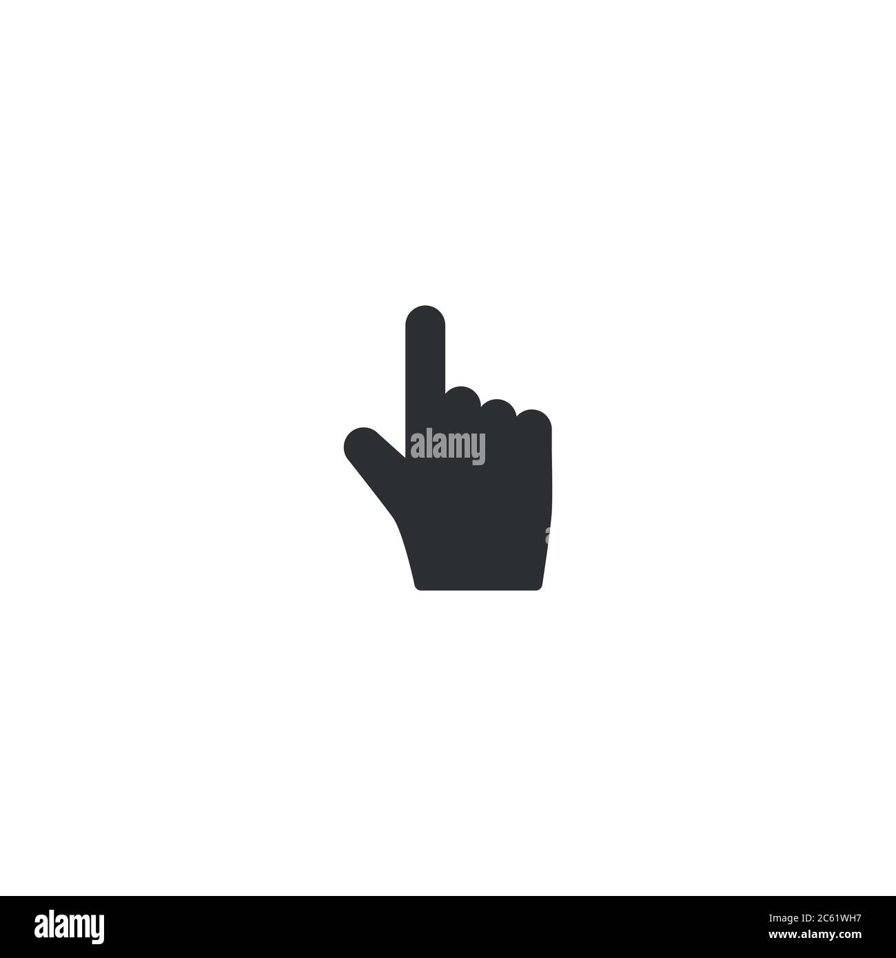 Click pictogram. Black pointing hand isolated on white. Flat cursor ...
