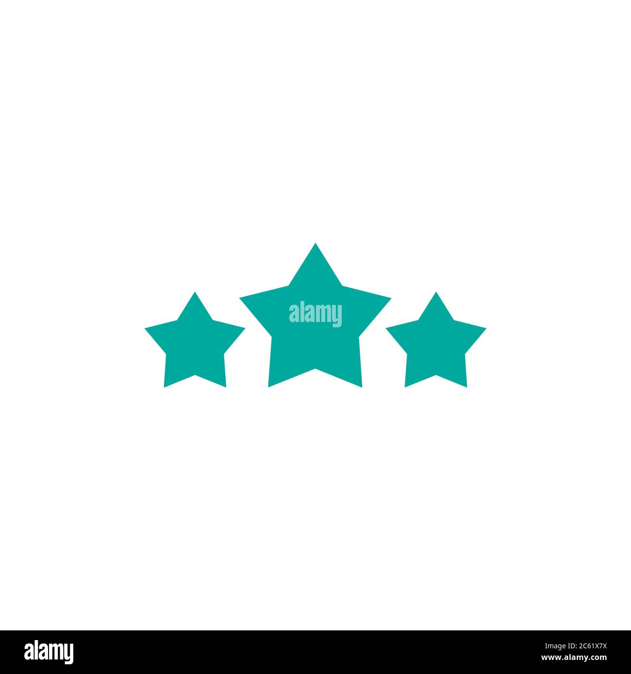 Three blue stars icon. Simple flat pictogram isolated on white. Vector ...