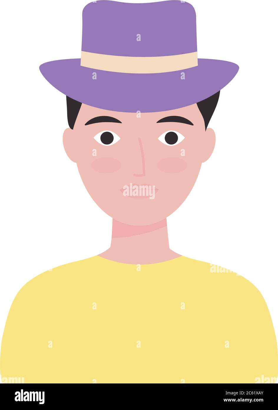 avatar man wearing a hat over white background, flat style, vector ...