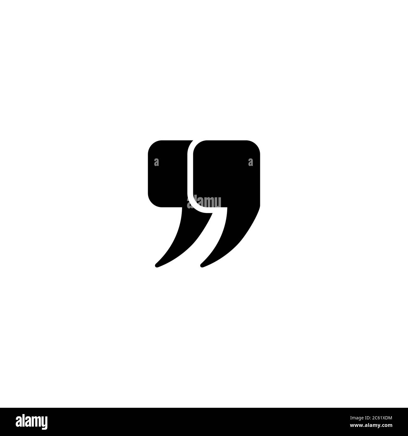black quote marks isolated on white. Flat reading icon. Vector ...