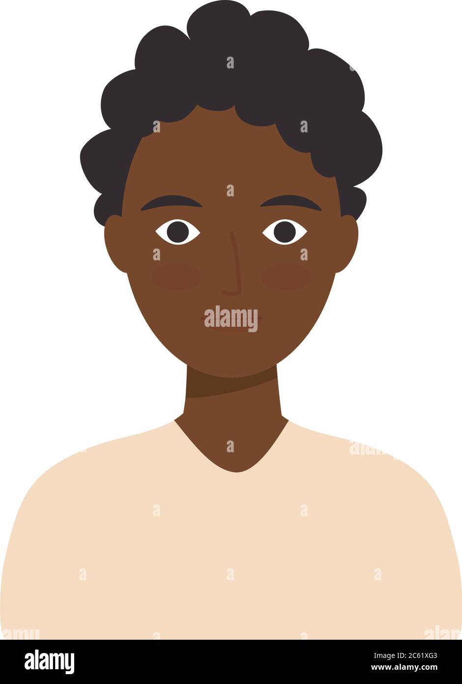 avatar afro man icon over white background, flat style, vector ...