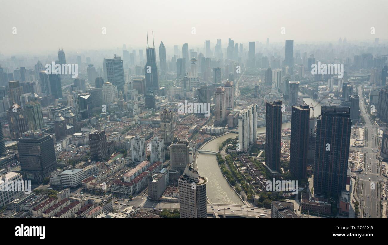 Aerial view of the skyline in Shanghai, China Stock Photo - Alamy