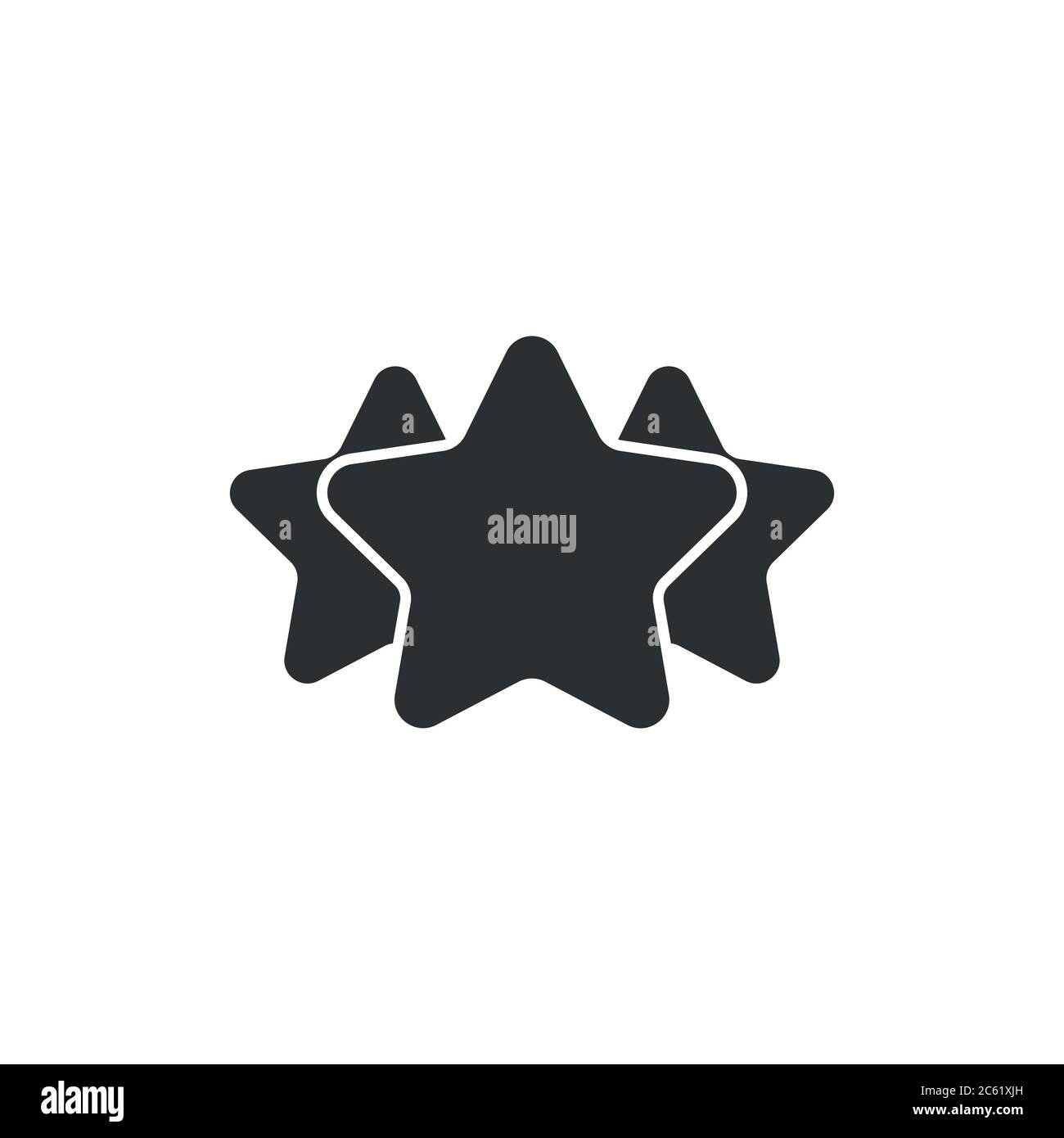 Three black stars icon. Simple flat pictogram isolated on white. Vector ...