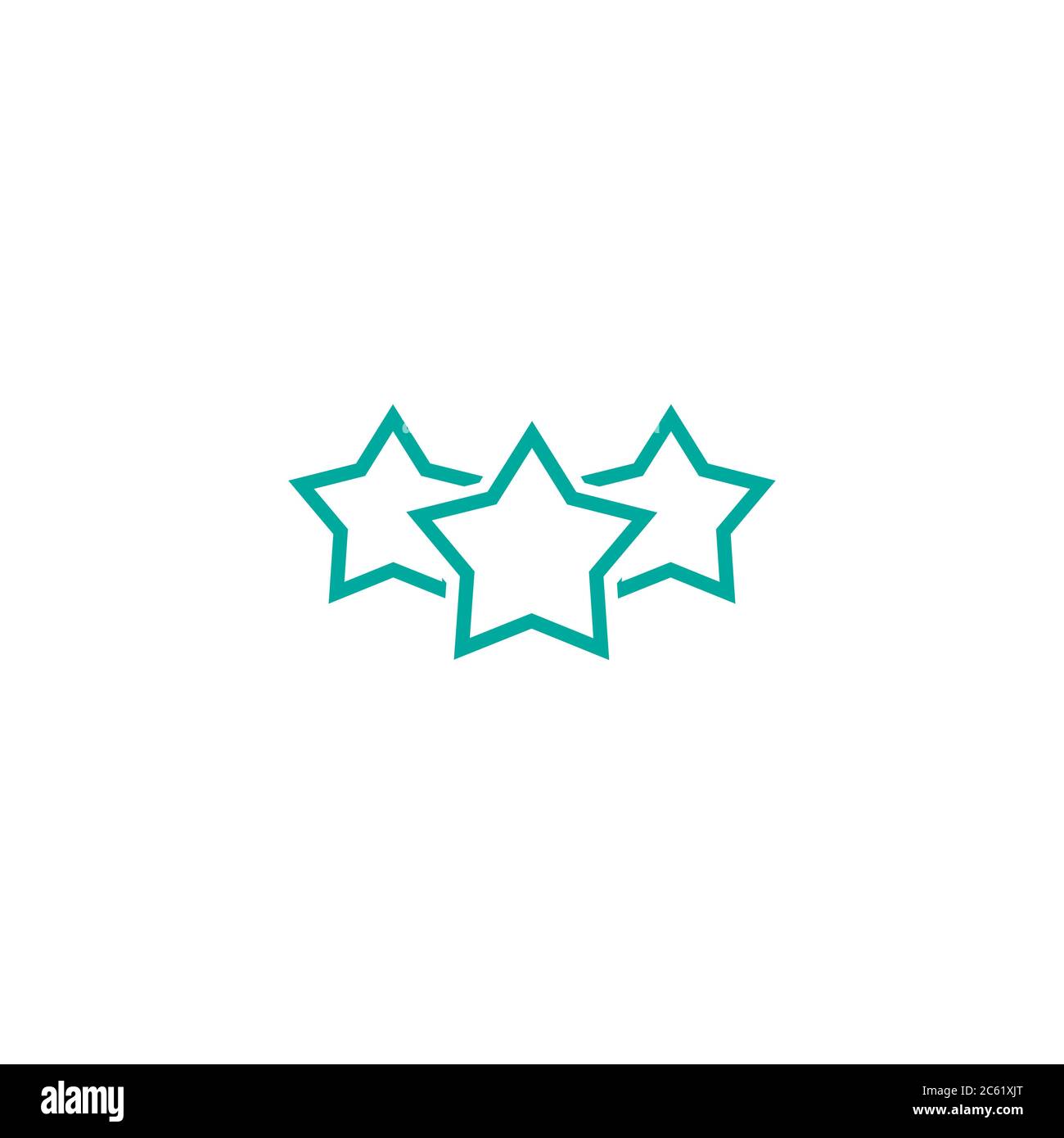Three blue stars icon. Simple flat pictogram isolated on white. Vector ...